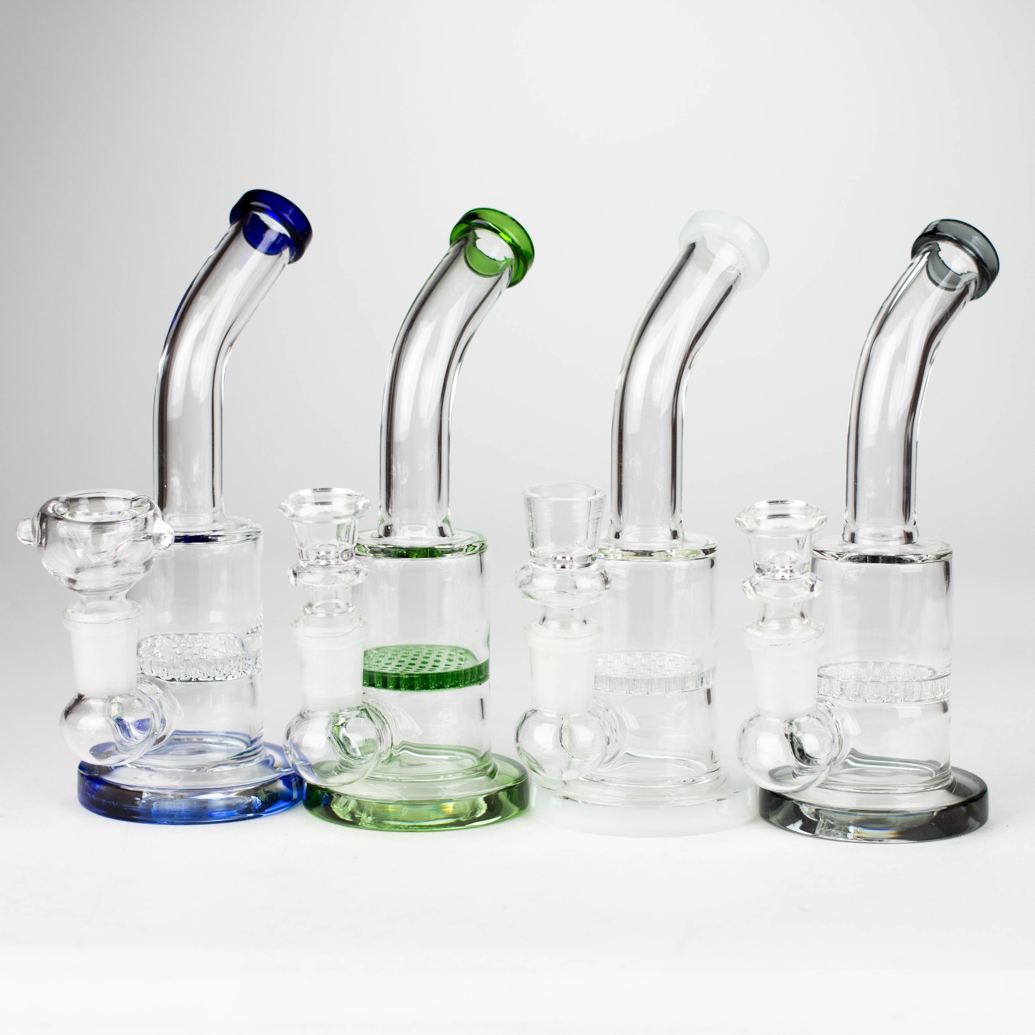 7" Bent neck glass bubbler with Honeycomb diffuser – Smoqueen